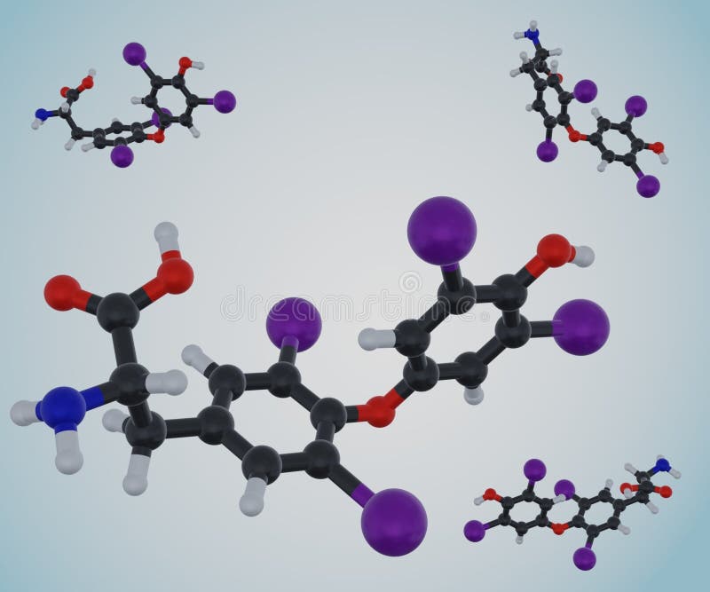 Thyroxine Molecules are Scattered in the Blue Background Stock ...