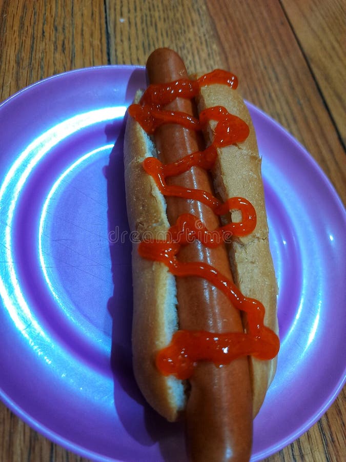 One Hot Dog Bun on the Table Stock Photo - Image of snack, hand: 232394364
