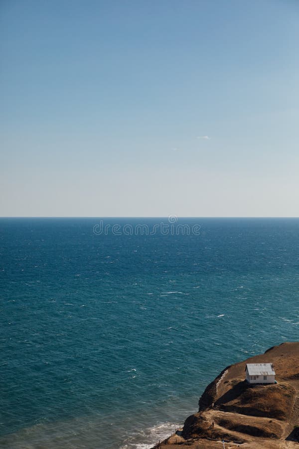 One House on Top of a Cliff by the Sea Landscape Stock Image - Image of ...
