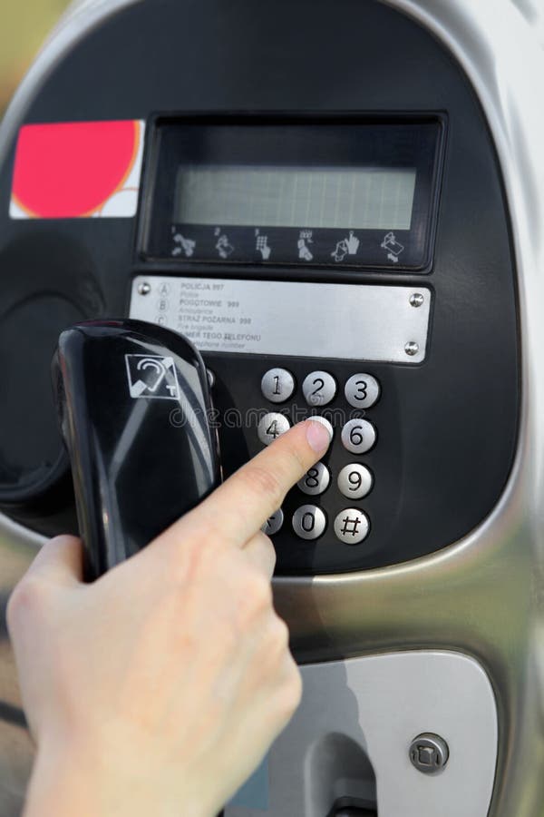 One Human Hand Pressing Key on Phone Stock Image - Image of electronics ...