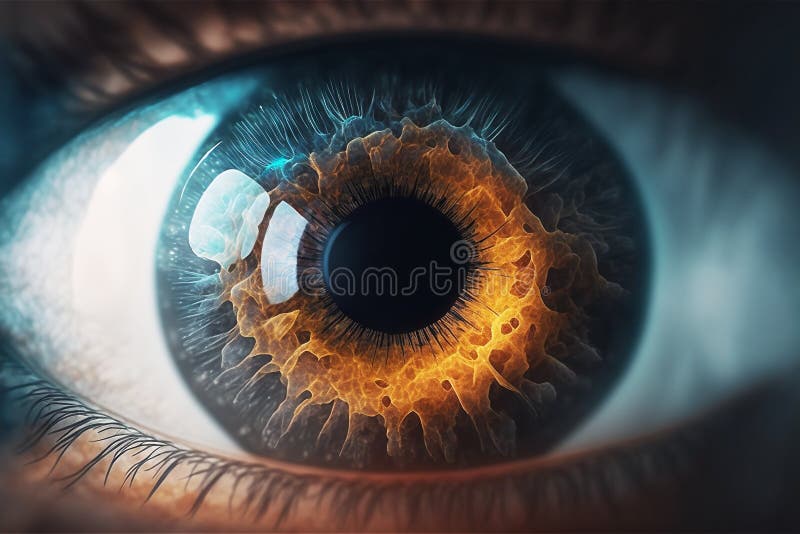 One Human Macro Eye Front View Closeup with Eyeball, Eyelash and Iris ...