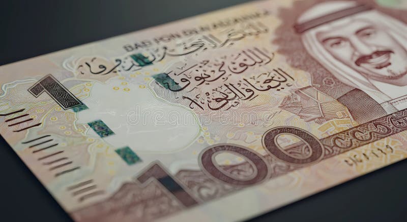 One Hundred Currency Note with Arabic Script and Portrait Close-up ...