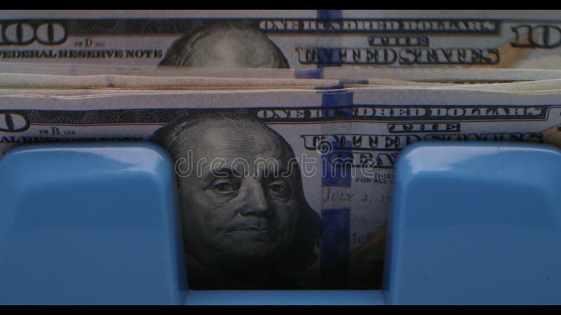 US Dollar Bills Being Counted by a Blue Bill Counter Stock Footage ...