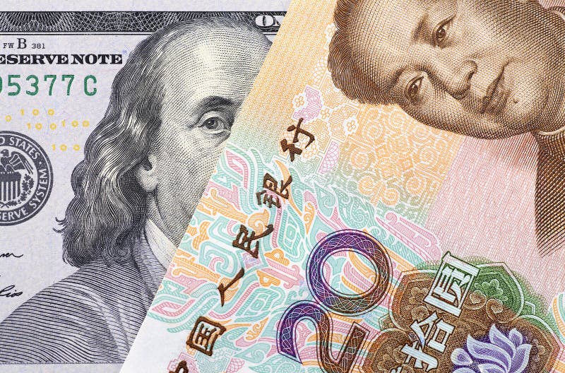 One Hundred Dollar Notes and Twenty Yuan Notes Stock Photo - Image of ...