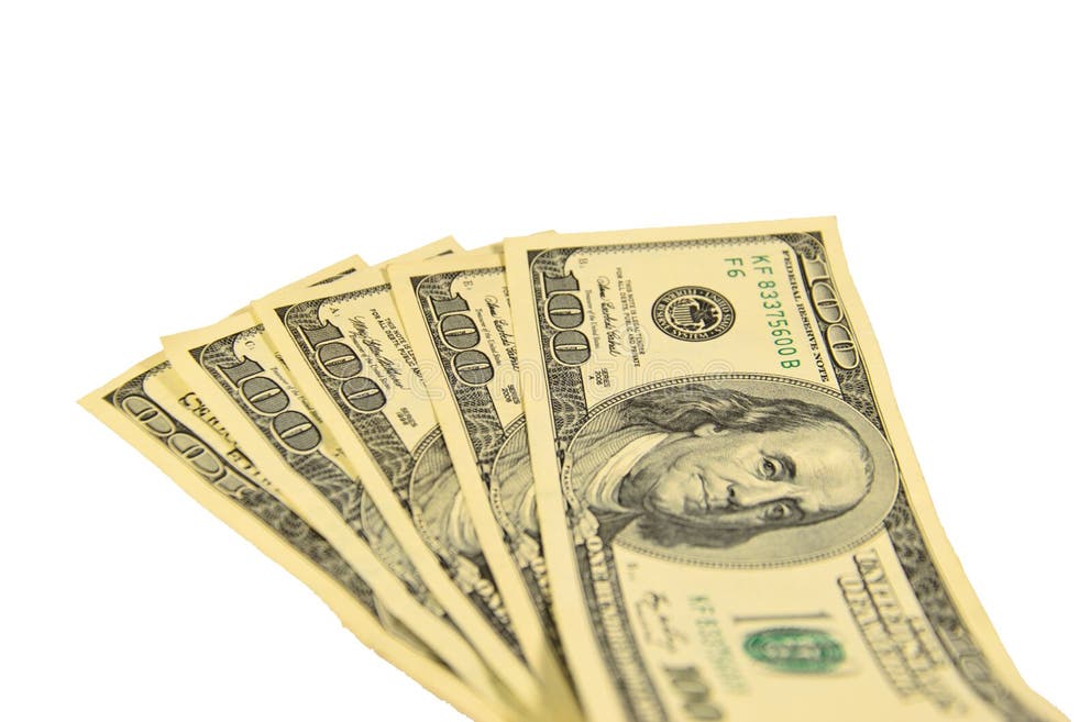 One Hundred Dollars Banknotes Isolated on White Stock Photo - Image of ...