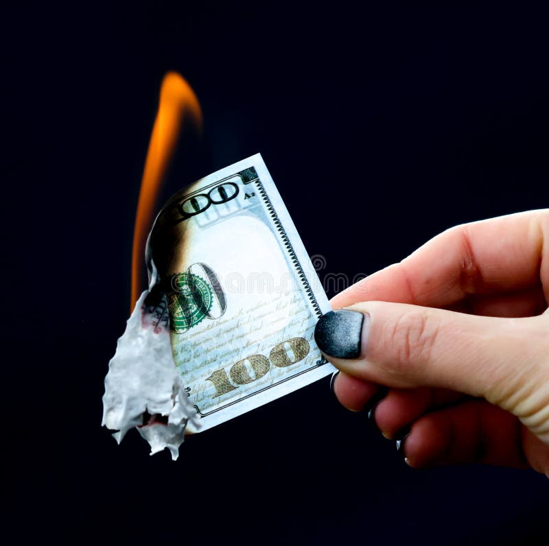 Dollars bill on fire stock photo. Image of business, economy - 3993136