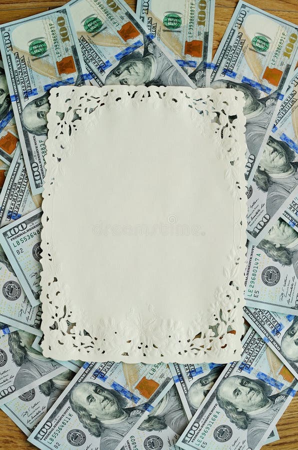 One Hundred Dollars Pile As Background Frame for Text Stock Photo ...