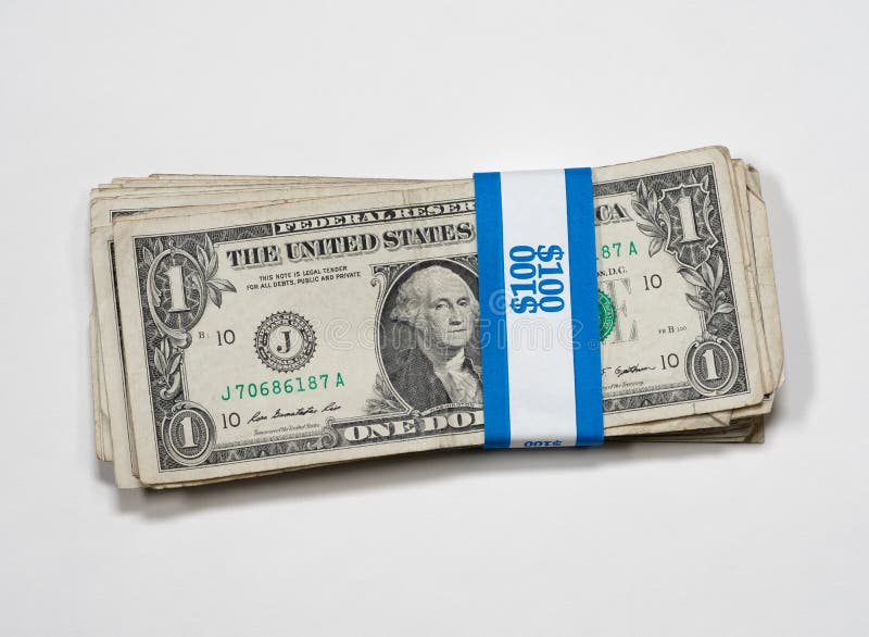 One Hundred Dollars Bundle in Single Bills Stock Photo - Image of ...