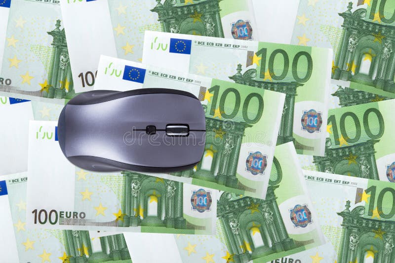 One Hundred Euro Banknotes with Computer Mouse Stock Image - Image of ...
