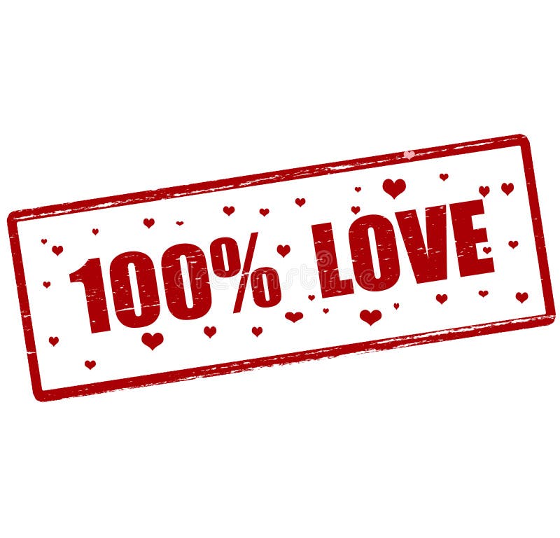 One hundred percent love stock illustration. Illustration of stamp ...