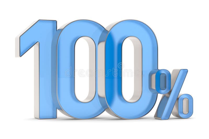 One Hundred Percent on White Background. Isolated 3D Illustration Stock ...