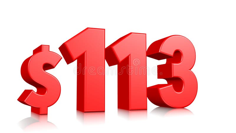 113$ One Hundred and Thirteen Price Symbol. Red Text 3d Render with ...