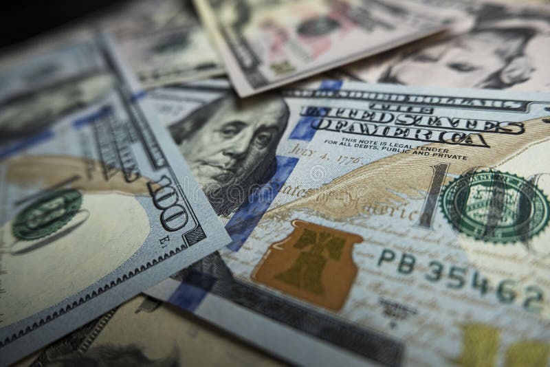 One Hundred US Dollar Banknotes, Portrait of Benjamin Franklin, Stock ...