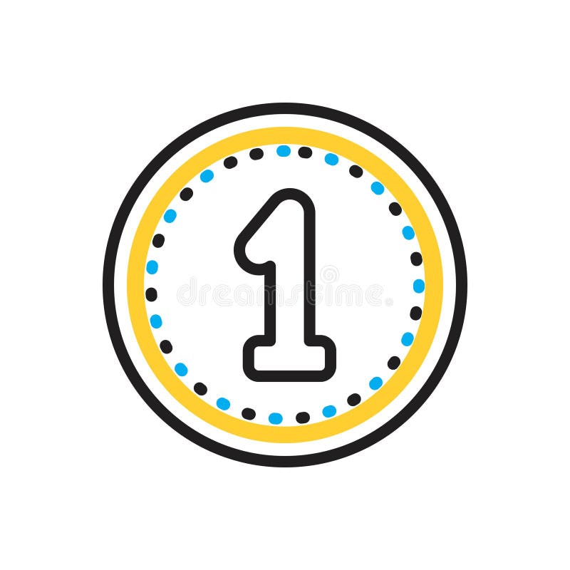 Multi Color Icon for One, Number and Education Stock Illustration ...