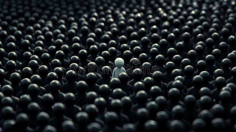 One Individual Stands Out from a Large, Uniform Crowd. a Visual ...