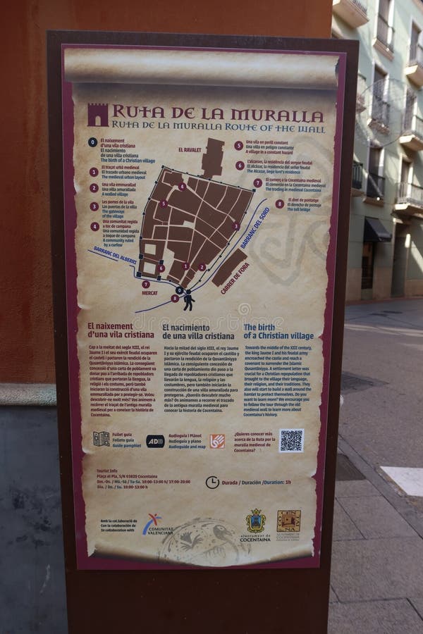 One of the Information Signs of the Wall Route with a Map of Cocentaina ...