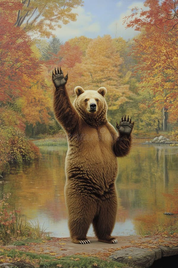 With One of Its Large Paws, a Big Bear Waves a Friendly Greeting ...