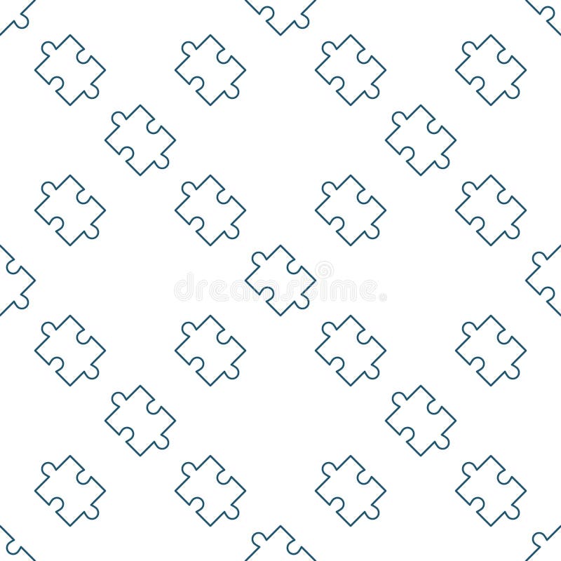 One Jigsaw Puzzle Piece Vector Seamless Pattern in Outline Style Stock ...