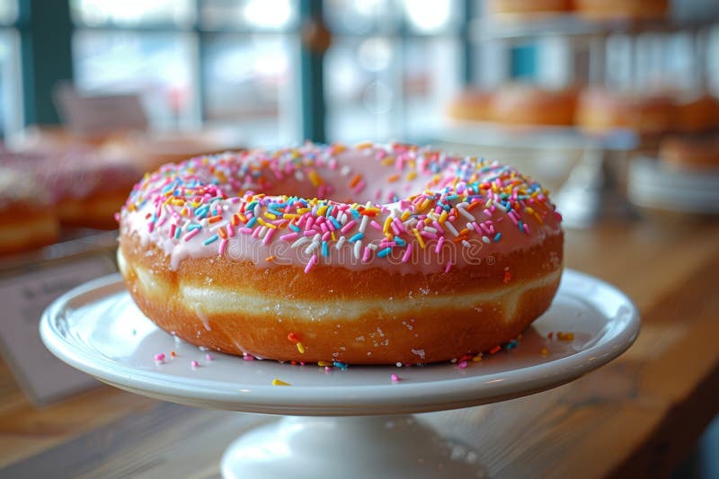 One Juicy Donut Rests on a Plate . National Donut Day Stock Image ...