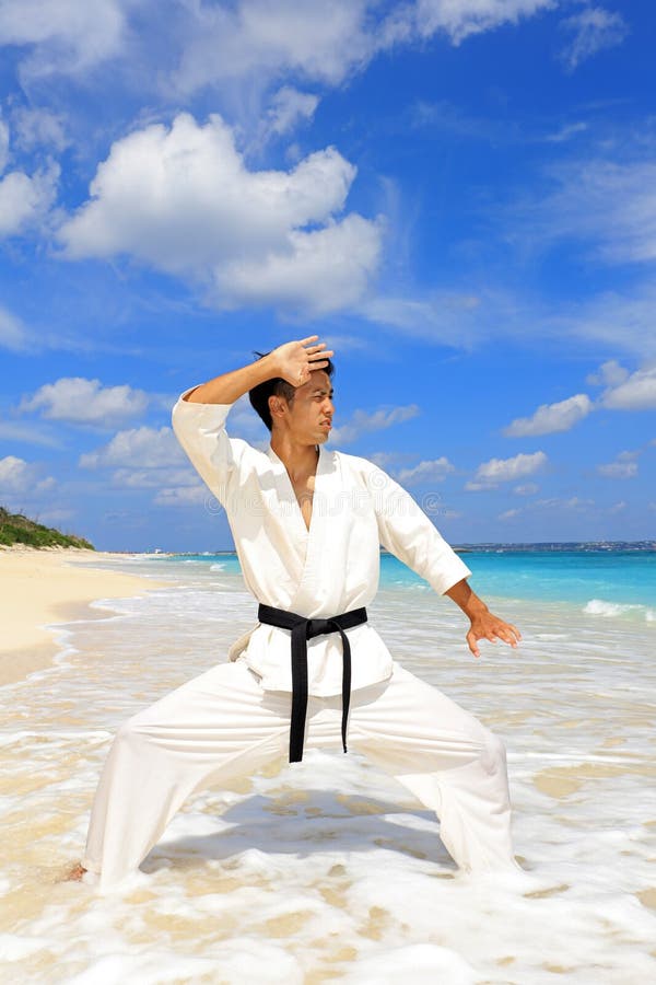 One Karate Kata Training Man Stock Image - Image of beach, adult: 59688229