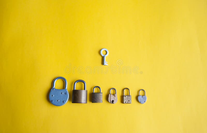 One lock and many keys stock image. Image of group, private - 113643187
