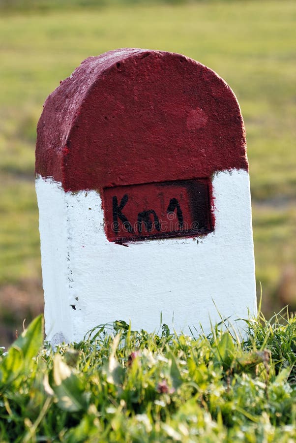 One Kilometer Marking Stone Stock Image - Image of white, marking: 21608249