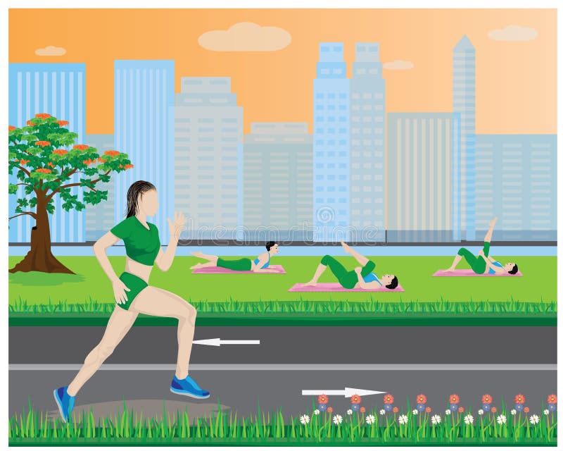One lady run exercise stock vector. Illustration of city - 100902588