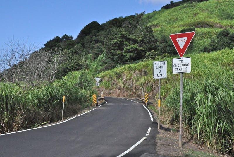 One Lane Road stock image. Image of caution, single, hawaii - 45675647