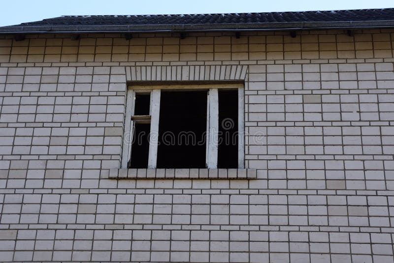 One Large Empty Window without Glass Stock Photo - Image of concrete ...