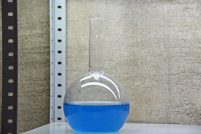 One Large Flask with a Blue Substance on the Counter Stock Image ...