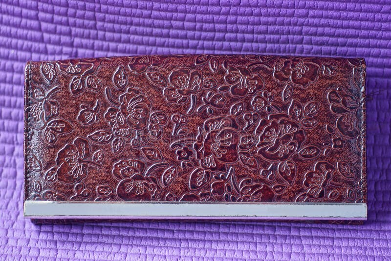 One Large Rectangular Brown Leather Closed Wallet Stock Image - Image ...