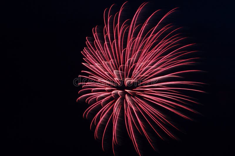 One Large Red Firework Explosion Stock Image - Image of bursting ...