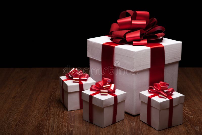 One Large White Gift Box with Small Gift Boxes Stock Image - Image of ...