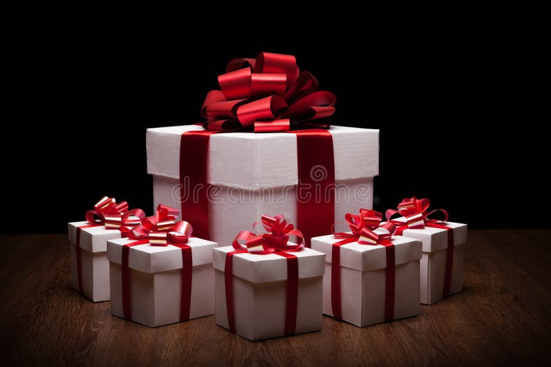 One Large White Gift Box with Small Gift Boxes Stock Image - Image of ...