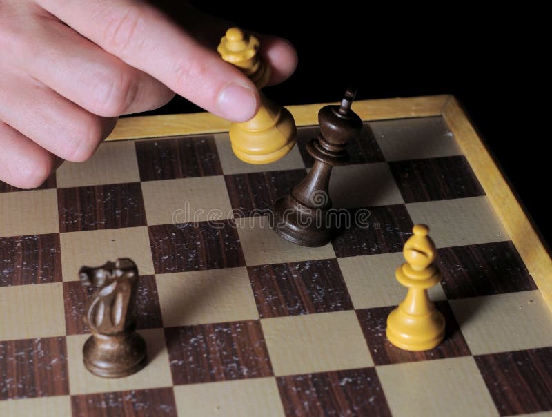 One Left Male Hand Playing Chess Stock Image - Image of children ...