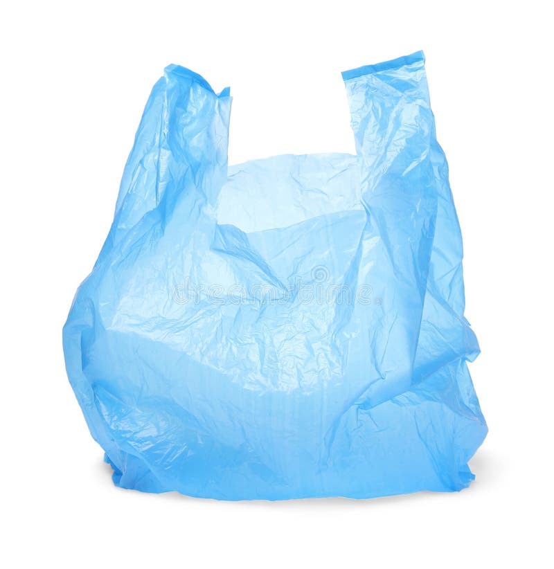 One Light Blue Plastic Bag Isolated on White Stock Photo - Image of ...