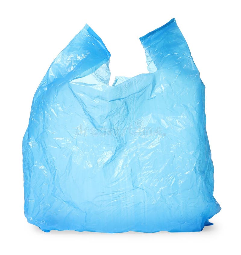 One Light Blue Plastic Bag on White Stock Photo - Image of light ...