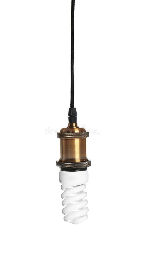 One Light Bulb Hanging on White Background Stock Image - Image of ...