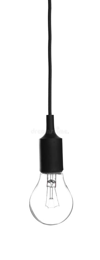 One Light Bulb Hanging on White Background Stock Image - Image of ...