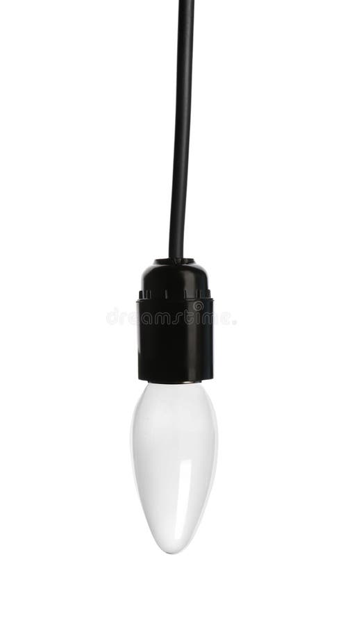 One Light Bulb Hanging on White Background Stock Image - Image of ...