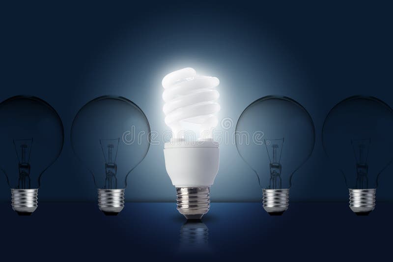 One Light bulb turn on stock illustration. Illustration of glowing ...