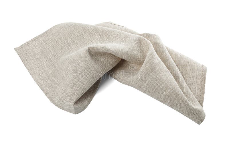 One Light Grey Kitchen Napkin Isolated on White, Top View Stock Photo ...