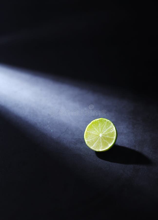 One Lime in Light Ray in Low Key Stock Image - Image of vegetarian ...