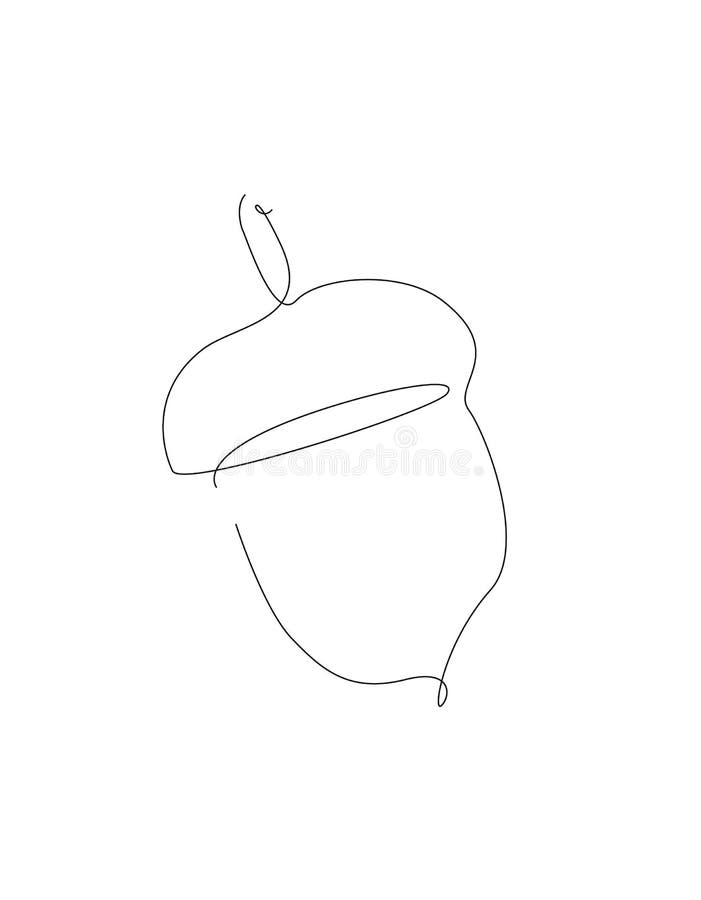 One Line Acorn, Outline Oak Seed. Acorns Line Art. Stock Vector ...