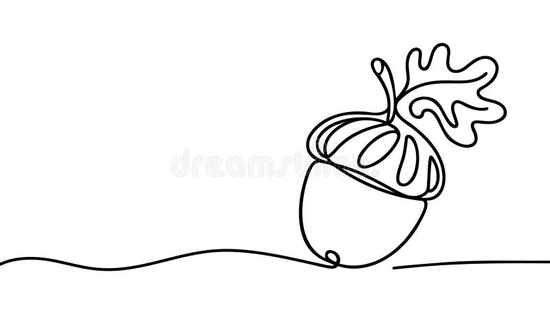One Line Art Acorn. Single Line Art Stock Illustration - Illustration ...