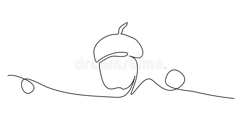One Line Art Acorn. Single Line Art Stock Vector - Illustration of ...