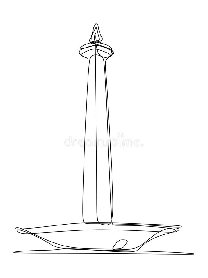 One Line Art. One Continuous Line Art of a Monumen Nasional (Monas ...
