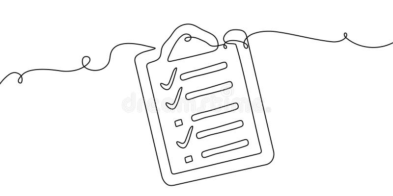 One Line Art Document Continuous Icon List Illustration Single Check ...