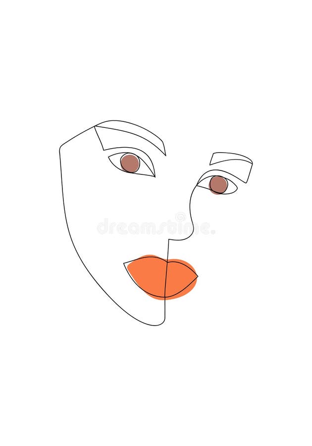 One Line Art Modern Female Portrait Abstract Woman Face One Line