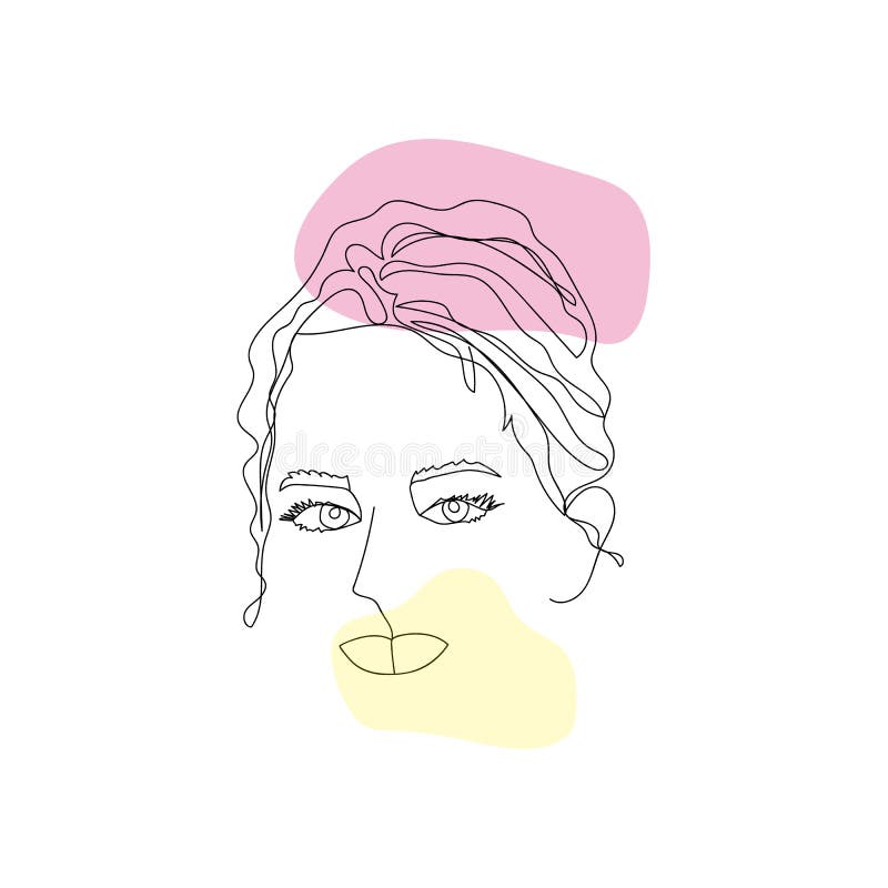 One Line Art Modern Female Portrait Abstract Woman Face One Line
